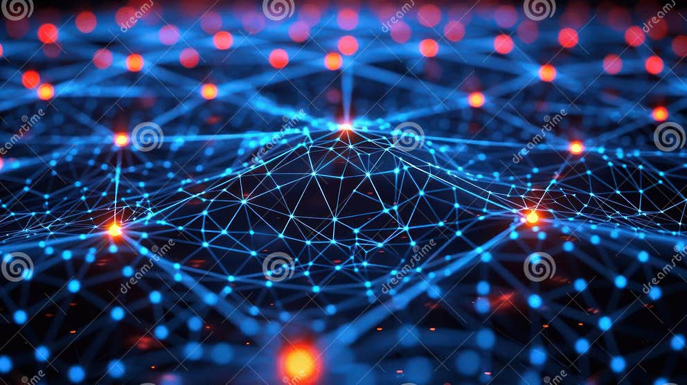 A Digital Representation of a Network with Glowing Nodes and ...