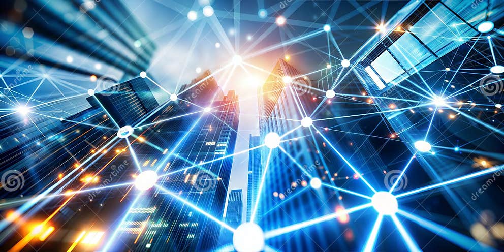 Digital Representation Of A Network With Multiple Connection Points Symbolizing Stock Image