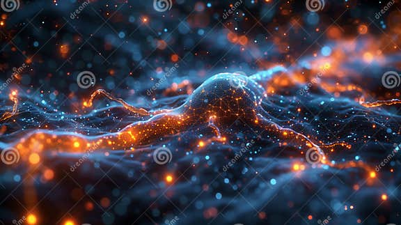 Neural Network Visualization Representing Synaptic Activity Stock Image ...