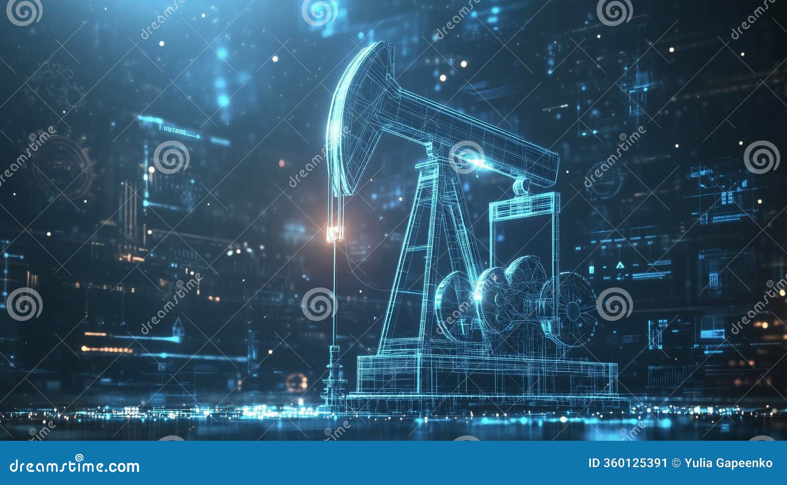 Digital Representation of an Oil Rig Illuminated with Technology ...