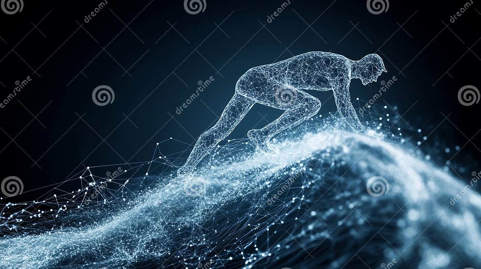 A Digital Representation of a Runner Overcoming Challenges on a Wave of ...