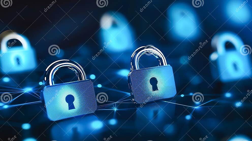 A Digital Representation of Secure Locks in Blue Hues, Symbolizing ...