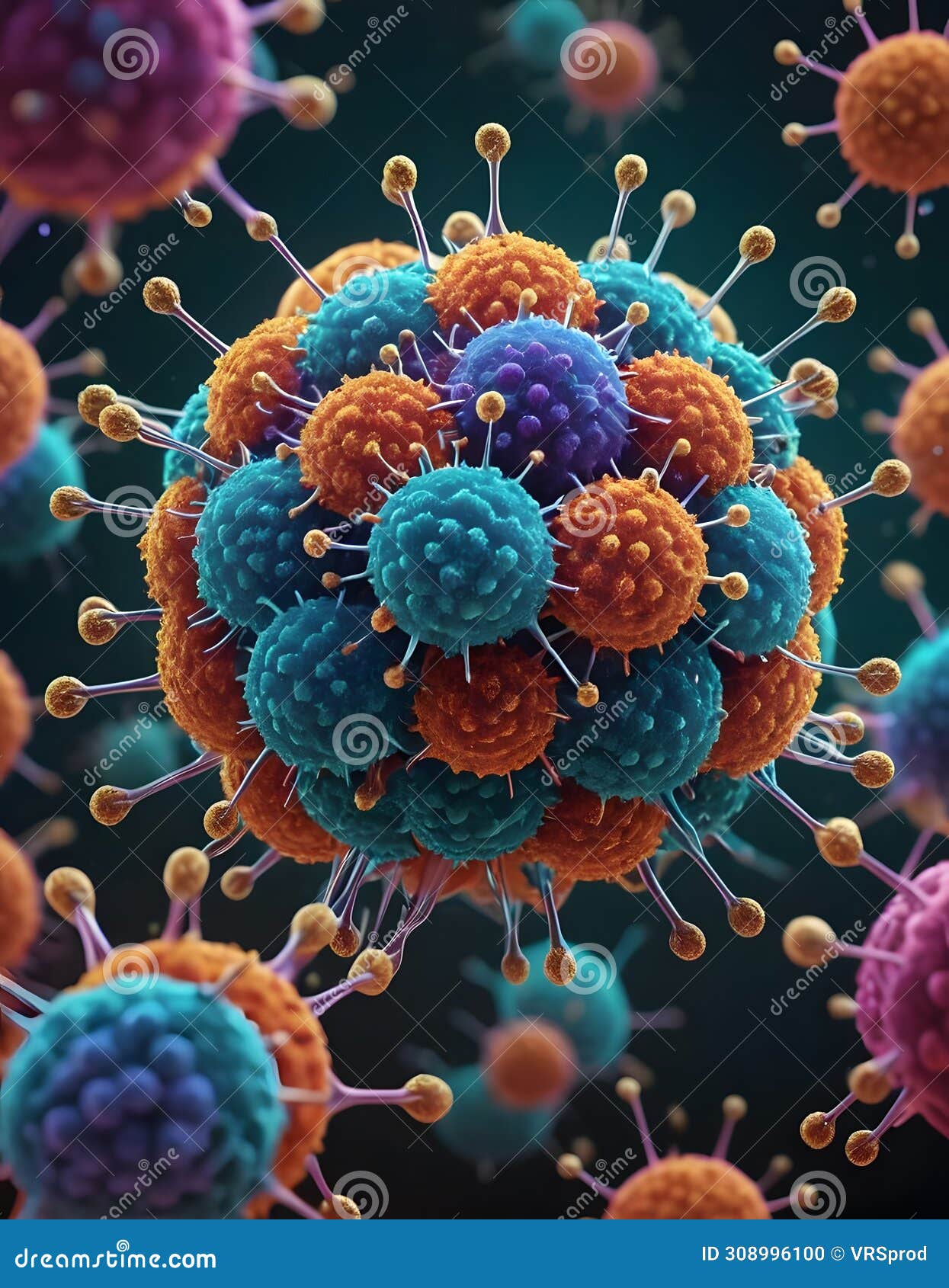 Colorful Viral Particles Representation AI Generative Stock Photo ...