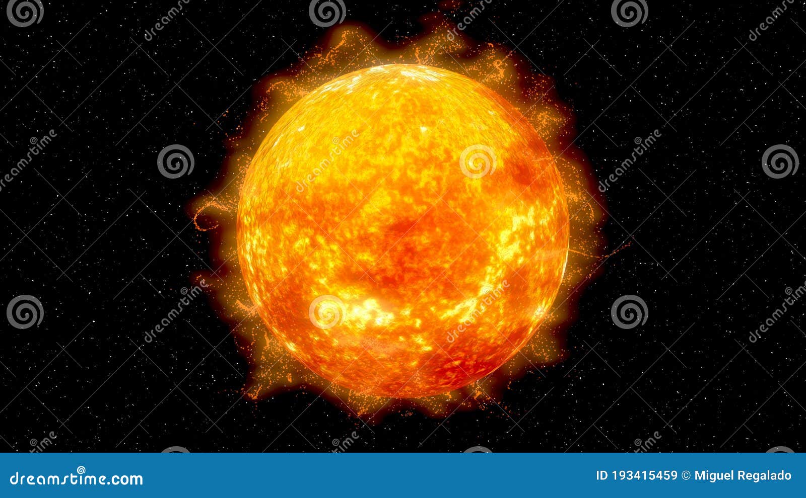 Digital Representation of the Sun 3D Stock Illustration - Illustration ...