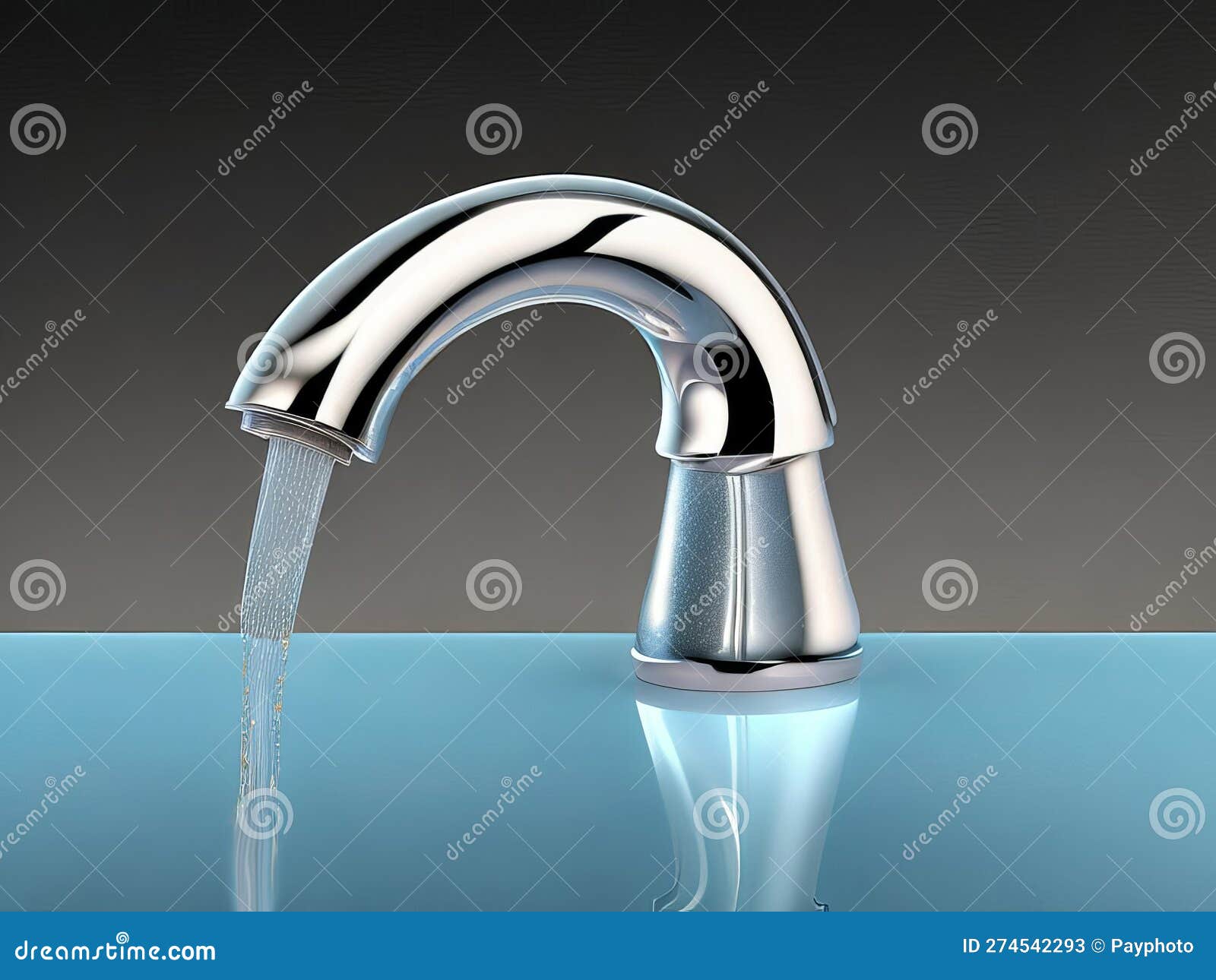 Digital Representation of a Tap with a Drop of Water Gushing Out of it ...