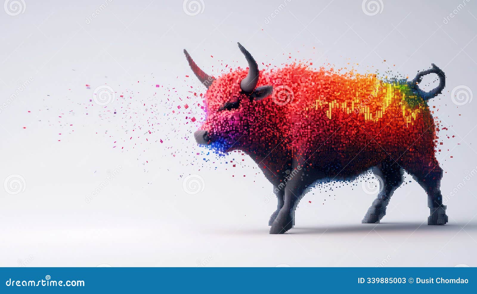 Vibrant Bull In A Burst Of Color. Created By Generative Artificial ...
