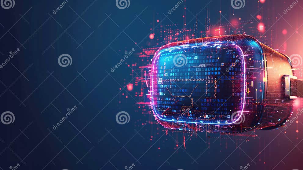 A Digital Representation of a Virtual Reality Headset with Glowing Neon ...