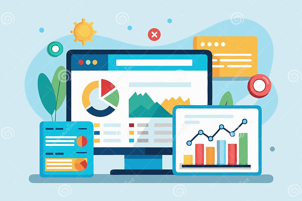 A Digital Representation of Website Statistics Highlighting Various ...