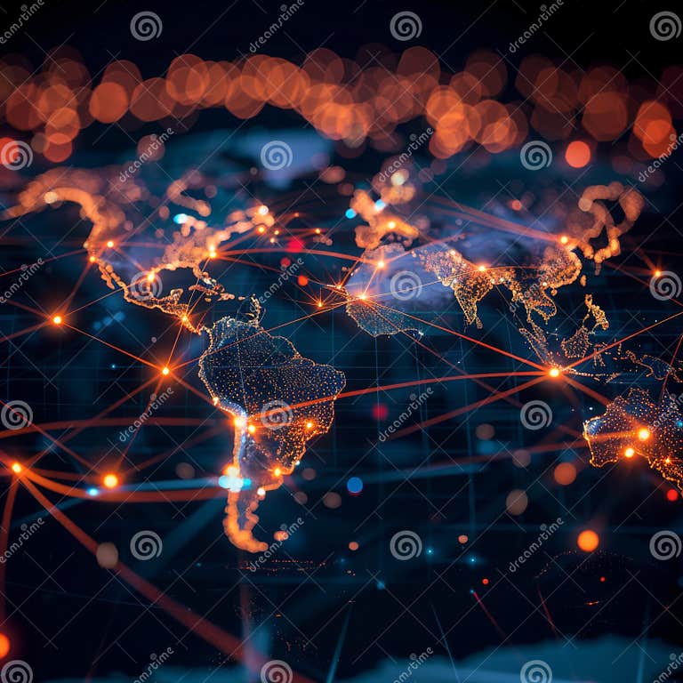 A Digital Representation of the World with Interconnected Network Lines ...