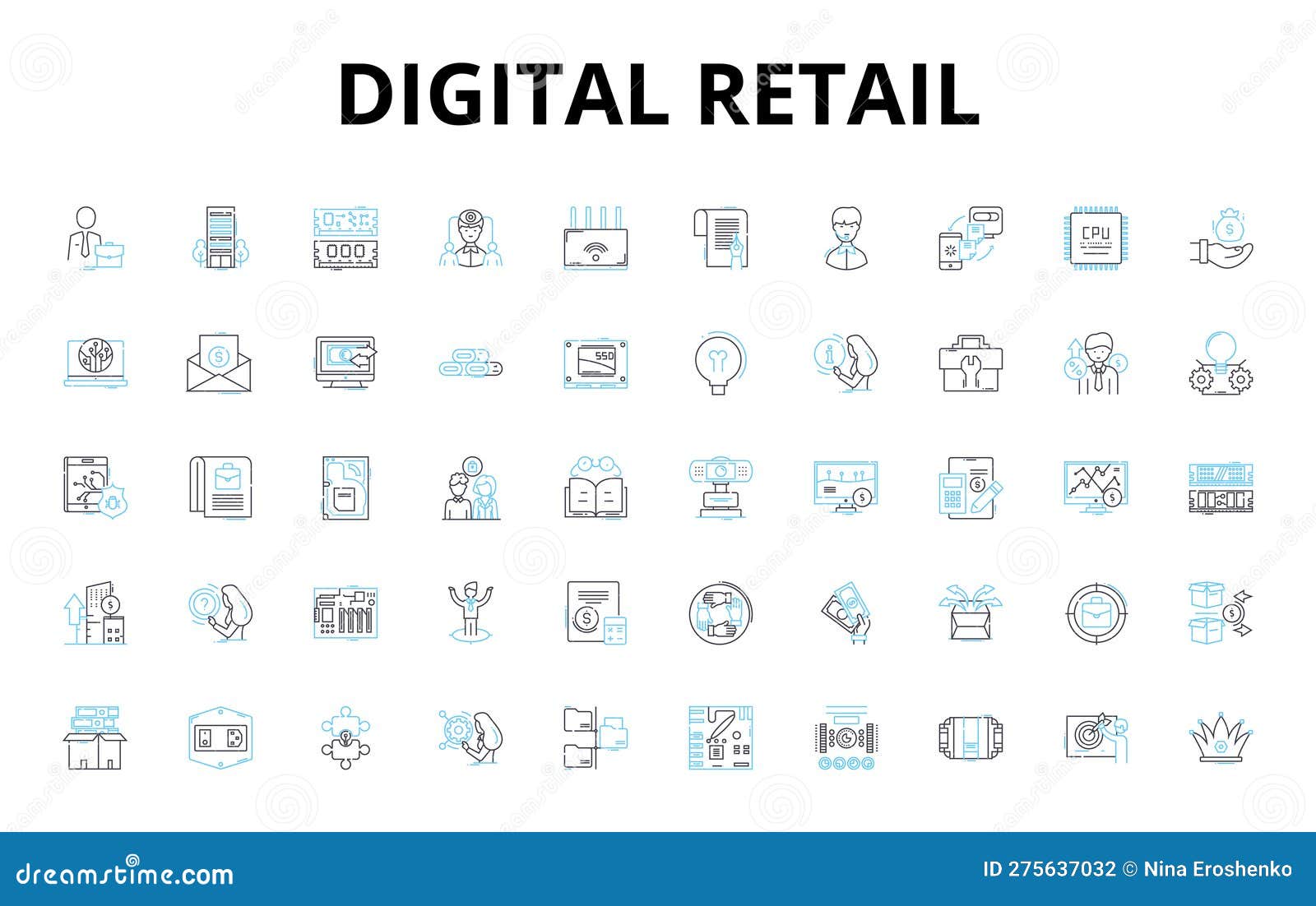 Digital Retail Linear Icons Set. E-commerce, Omnichannel ...