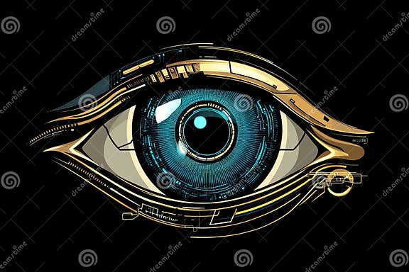 Digital Retinal Recognition System. 3D Rendering of the Technology ...