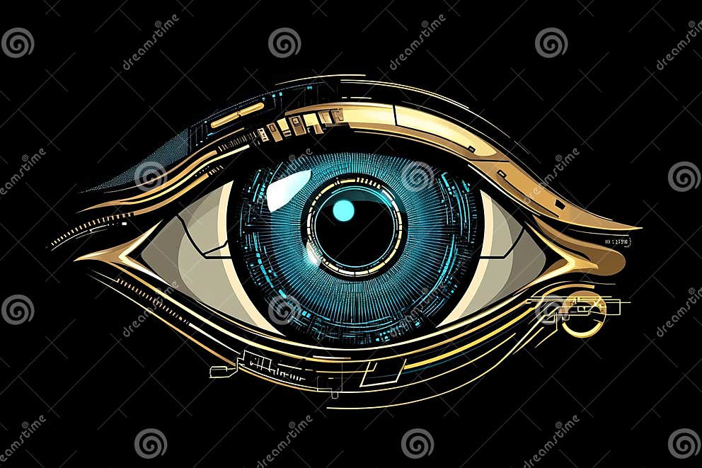 Digital Retinal Recognition System. 3D Rendering of the Technology ...