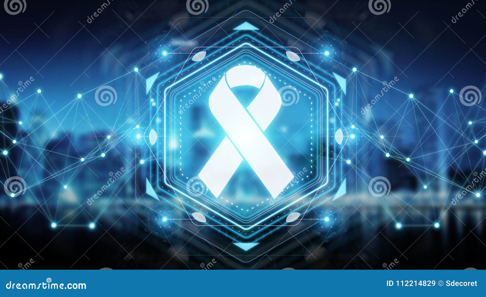 Digital Ribbon Cancer Interface 3D Rendering Stock Illustration ...