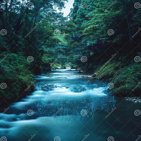 Digital River, the Intersection of Nature and Technology Stock Photo ...