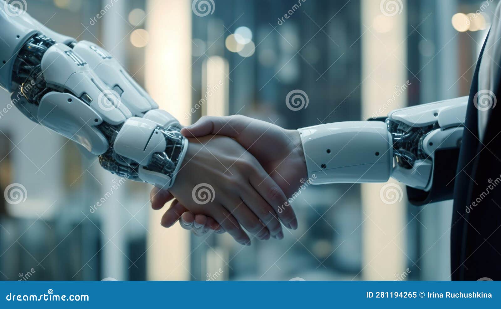Digital Robot Handshake Human Background Futuristic Digital Age Robot ...