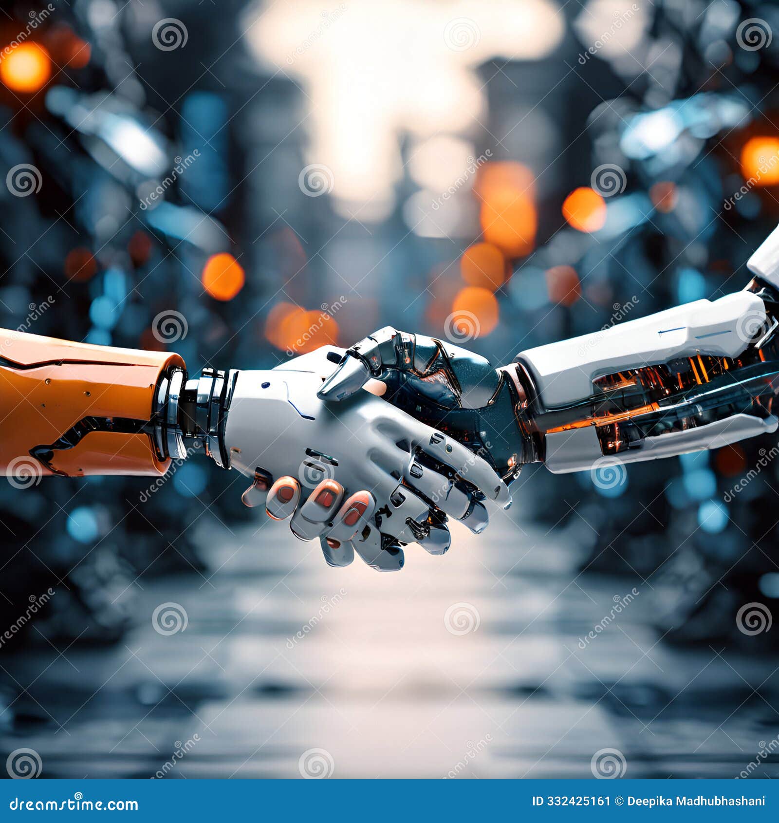 Handshake between Robots, Robo Hand Shaking Technological Background ...