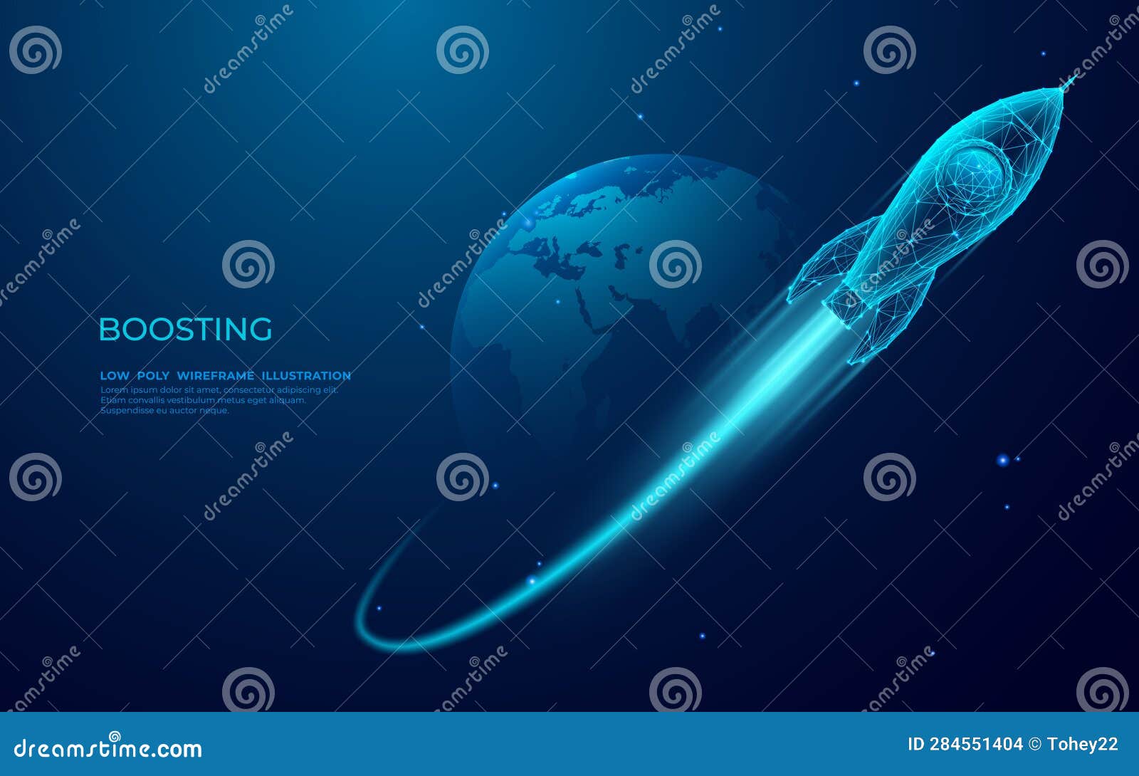Digital Rocket Flies in Orbit of Planet Earth. Stock Vector ...