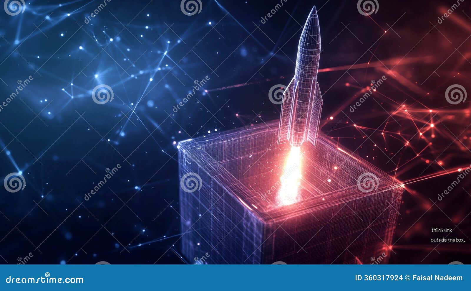 Digital Rocket Launch Abstract Network Technology Background Box Red ...