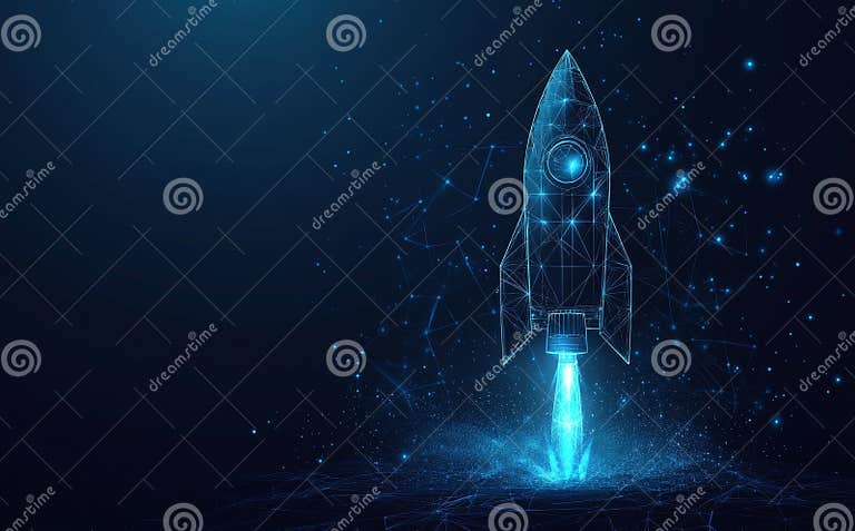 Digital Rocket Launch on a Vertical Street Poster Billboard in a ...