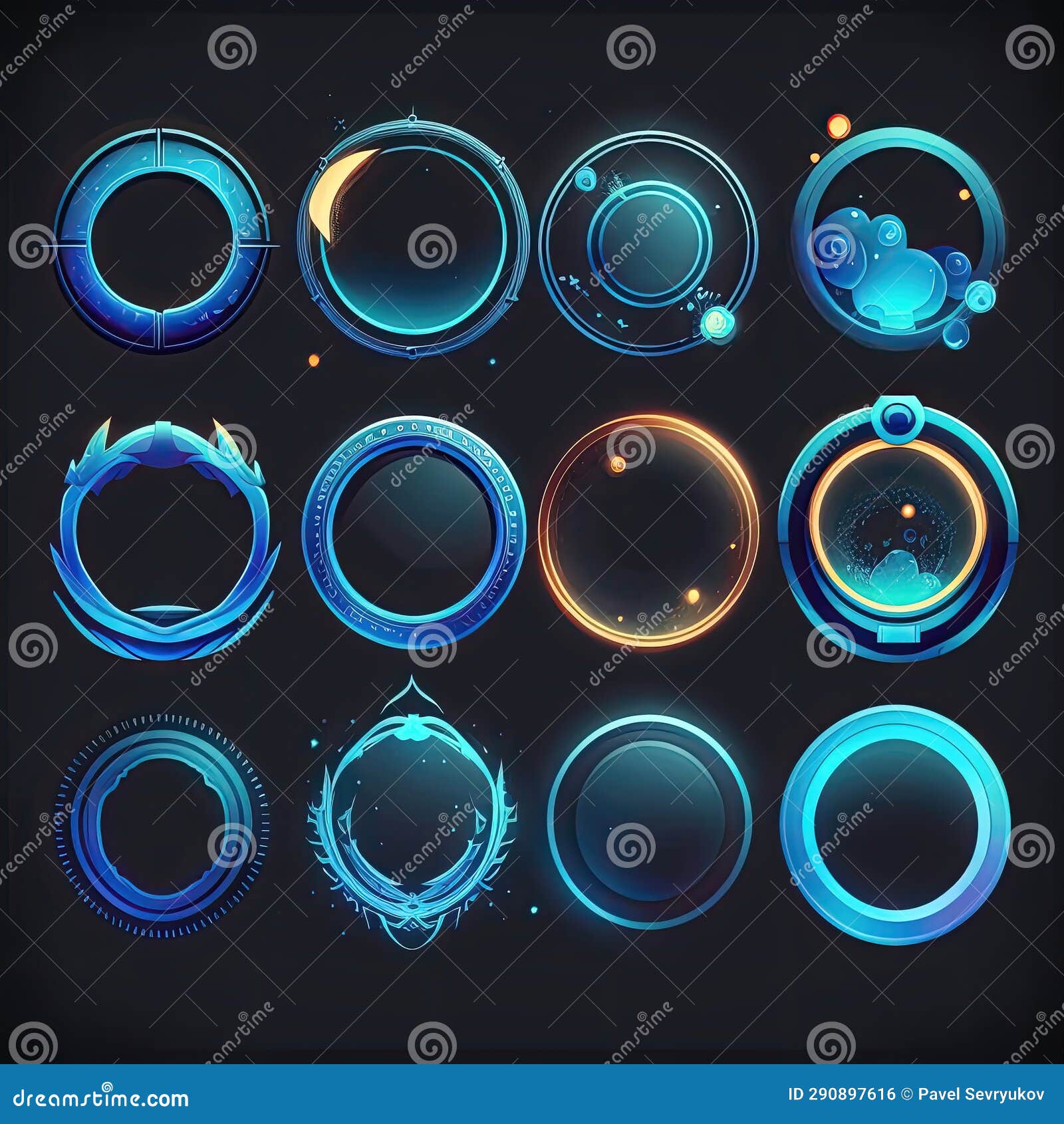 Digital Round Frame Game Ai Generated Stock Illustration - Illustration ...