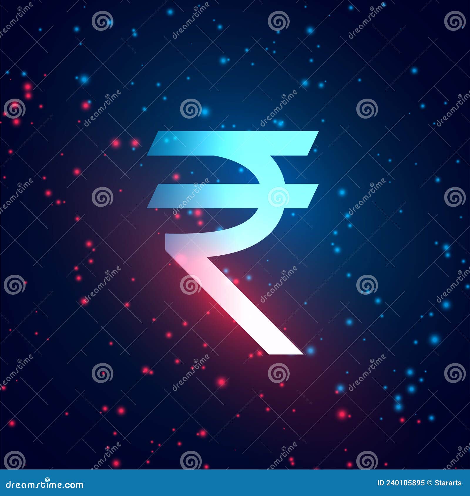 Digital Rupee with Particles and Light Effect Background Stock Vector ...