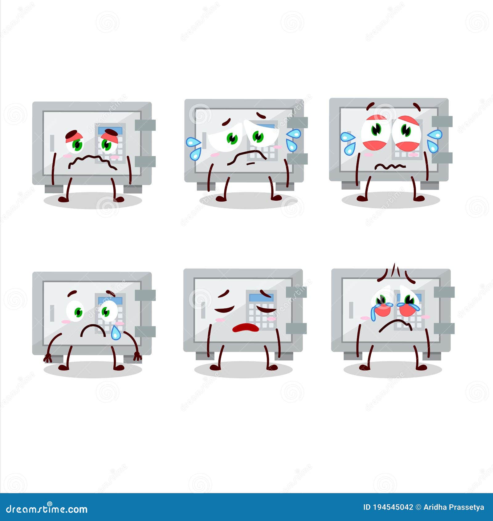 Digital Safe Box Cartoon Character with Sad Expression Stock Vector ...