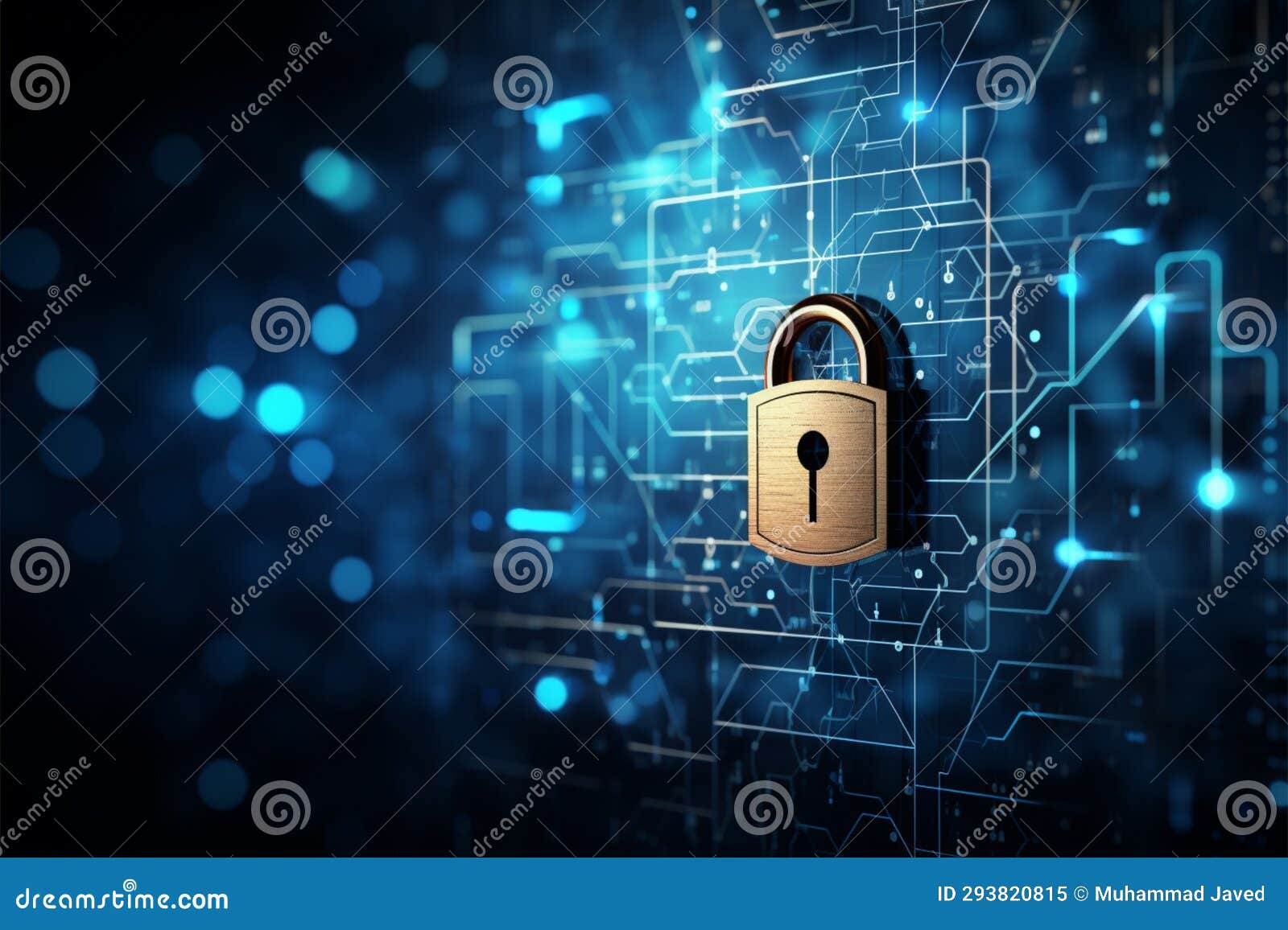 Digital Safeguard Abstract Backdrop with a Lock and Protective Shield ...