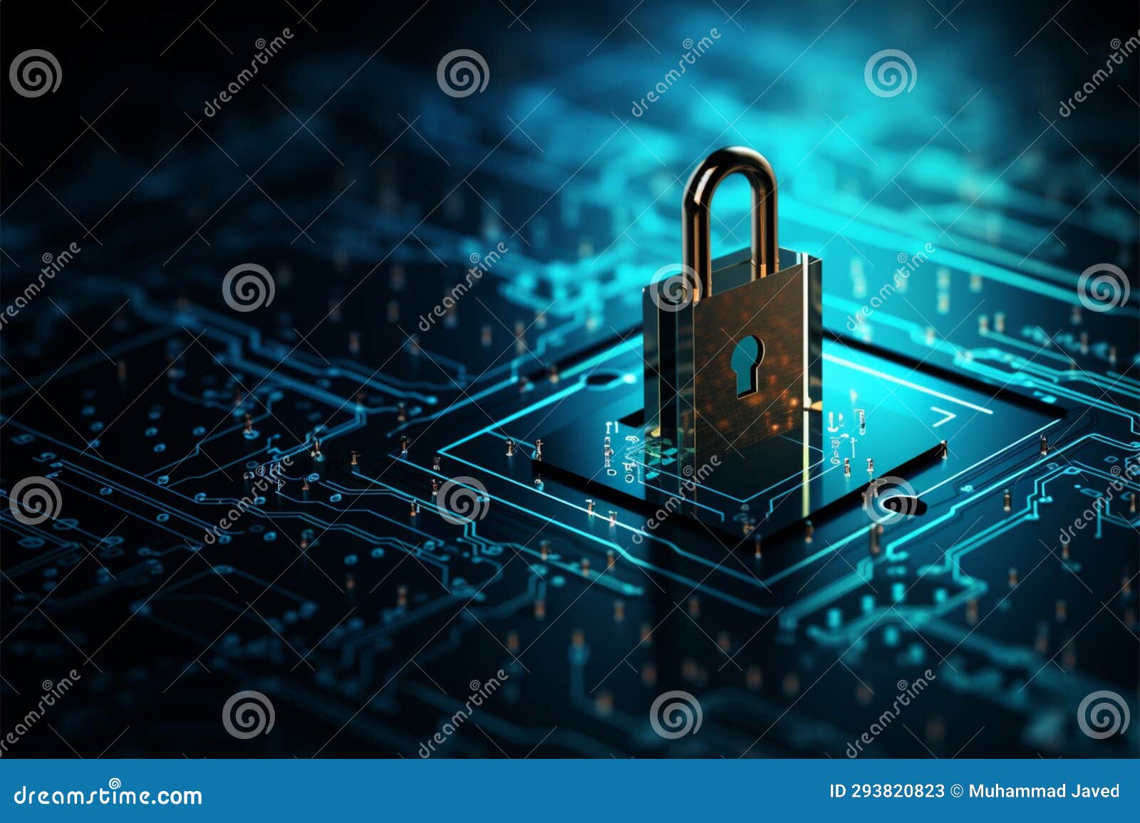 Digital Safeguard Abstract Backdrop with a Lock and Protective Shield ...