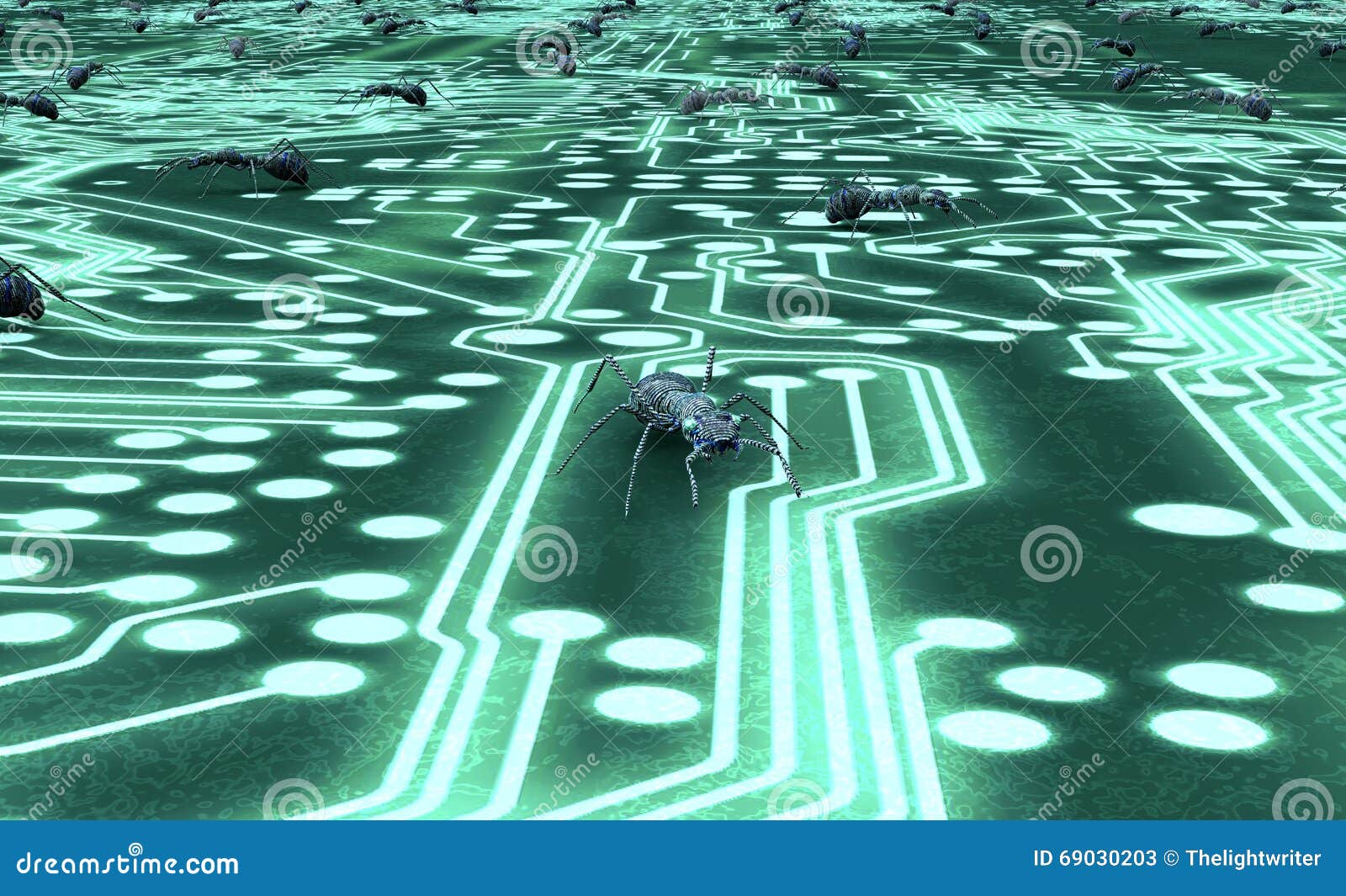 Digital Safety Concept Computer Bug in Electronic Environment Stock ...