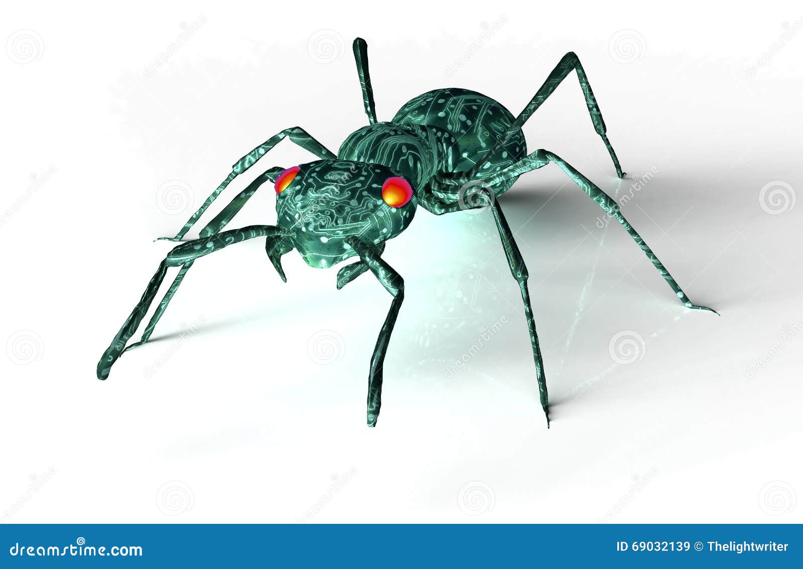 Digital Safety Concept Computer Bug Isolated on White, 3D Illustration ...