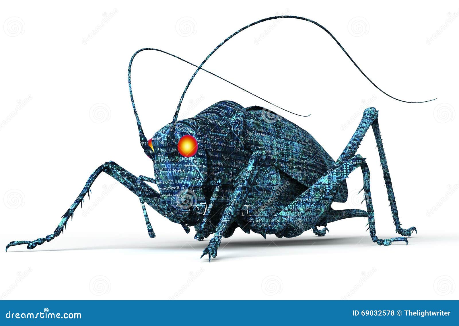 Digital Safety Concept Computer Bug Isolated on White, 3D Illustration ...