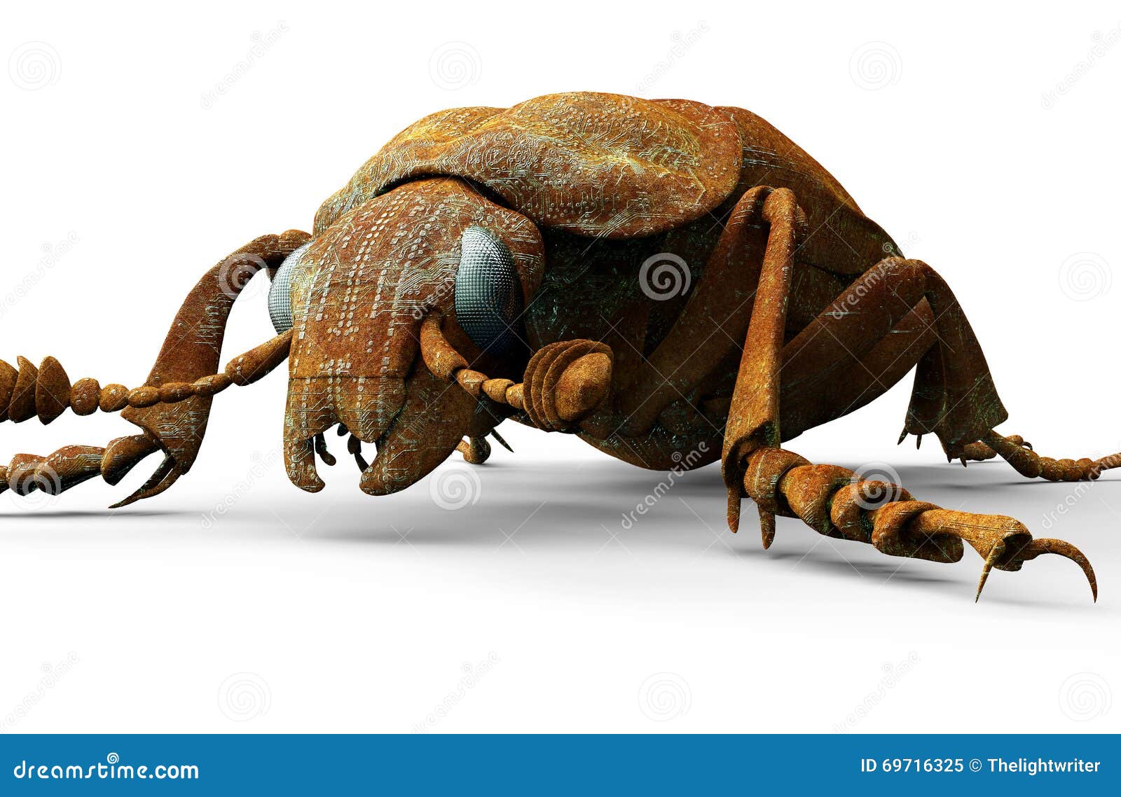 Digital Safety Concept Computer Bug Isolated on White, 3D Illust Stock ...