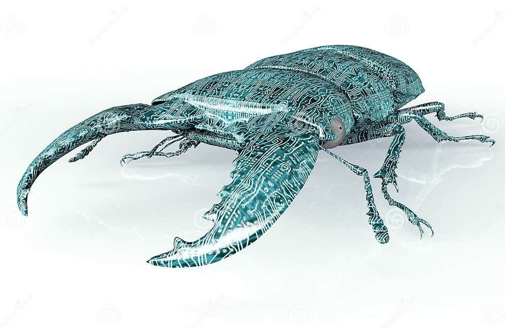 Digital Safety Concept Computer Bug Isolated on White Stock ...