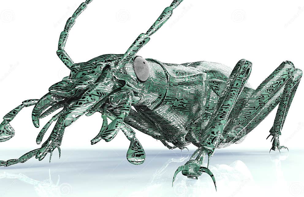 Digital Safety Concept Computer Bug Isolated on White Stock ...