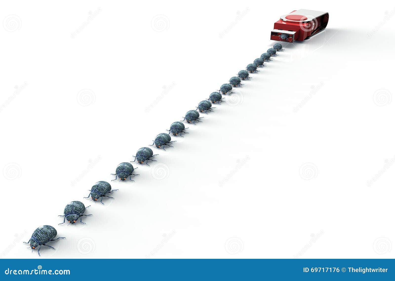 Digital Safety Concept Computer Bug on Usb Stick, 3D Illustratio Stock ...