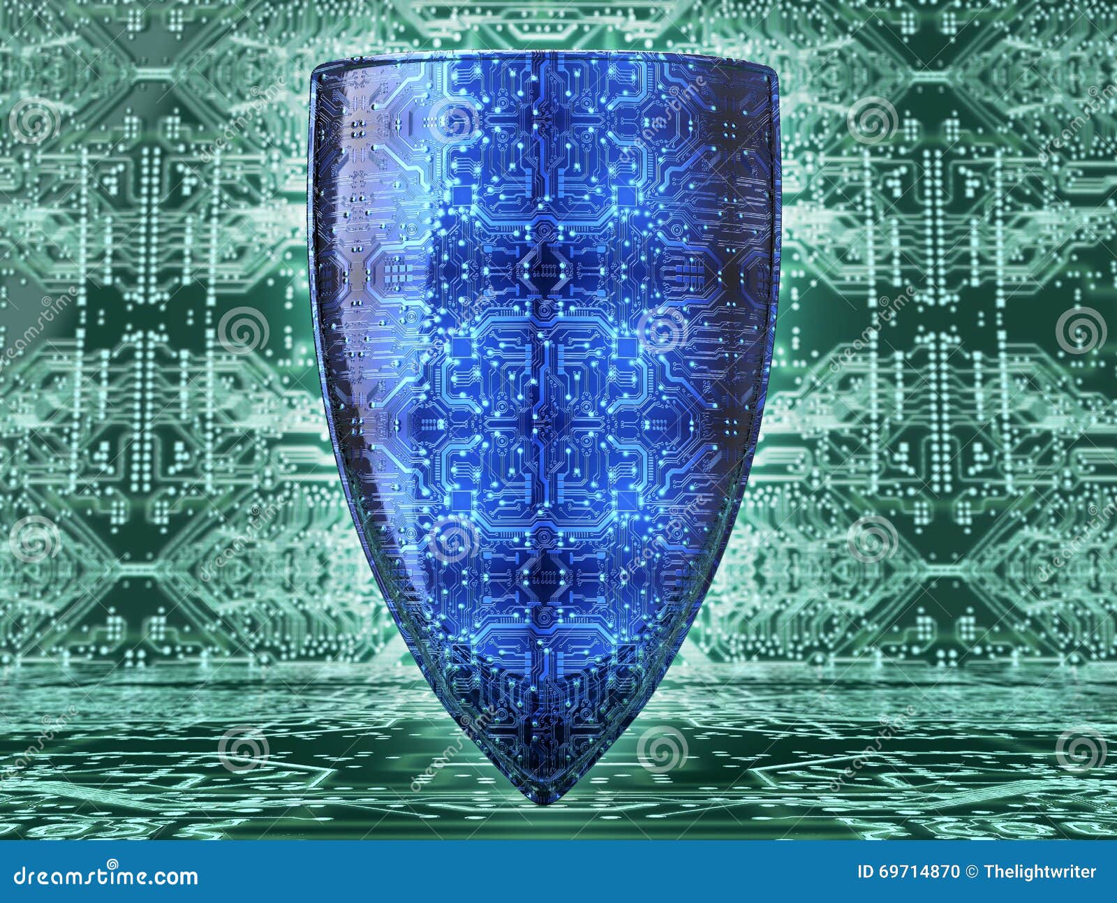 Digital Safety Concept Computer Shield in Electronic Environment Stock ...