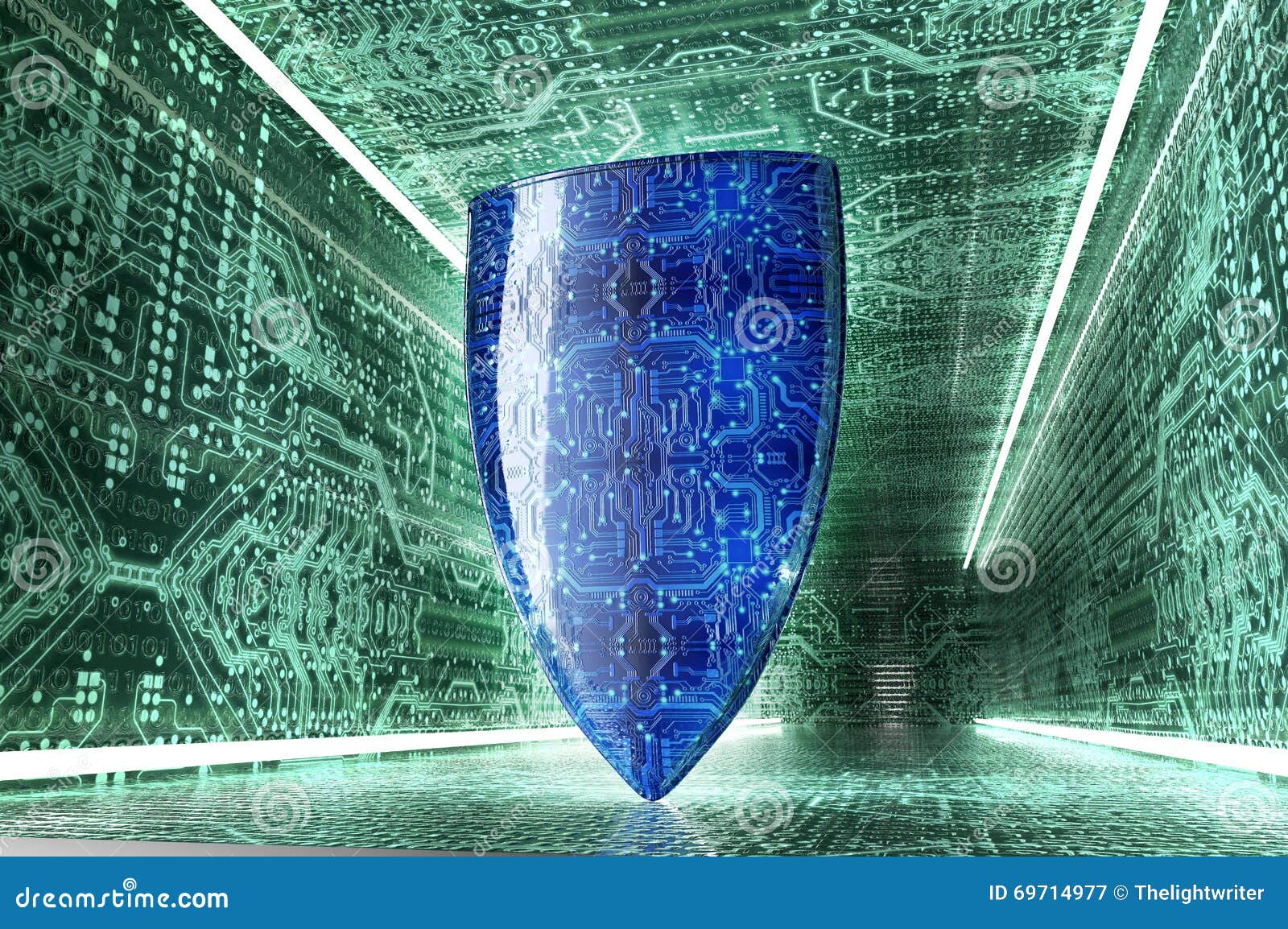 Digital Safety Concept Computer Shield in Electronic Environment Stock ...