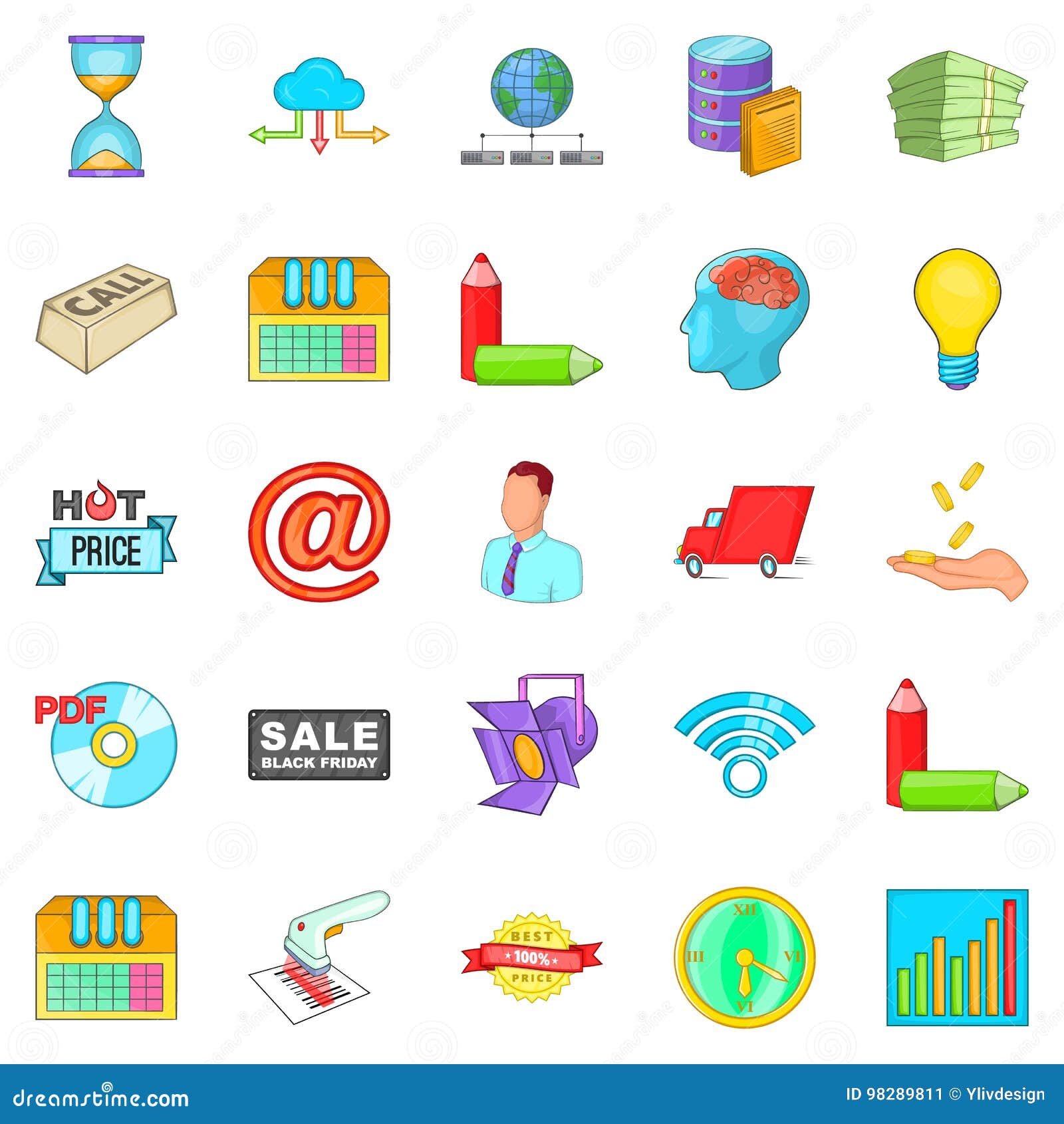 Digital Sales Icons Set, Cartoon Style Stock Vector - Illustration of ...