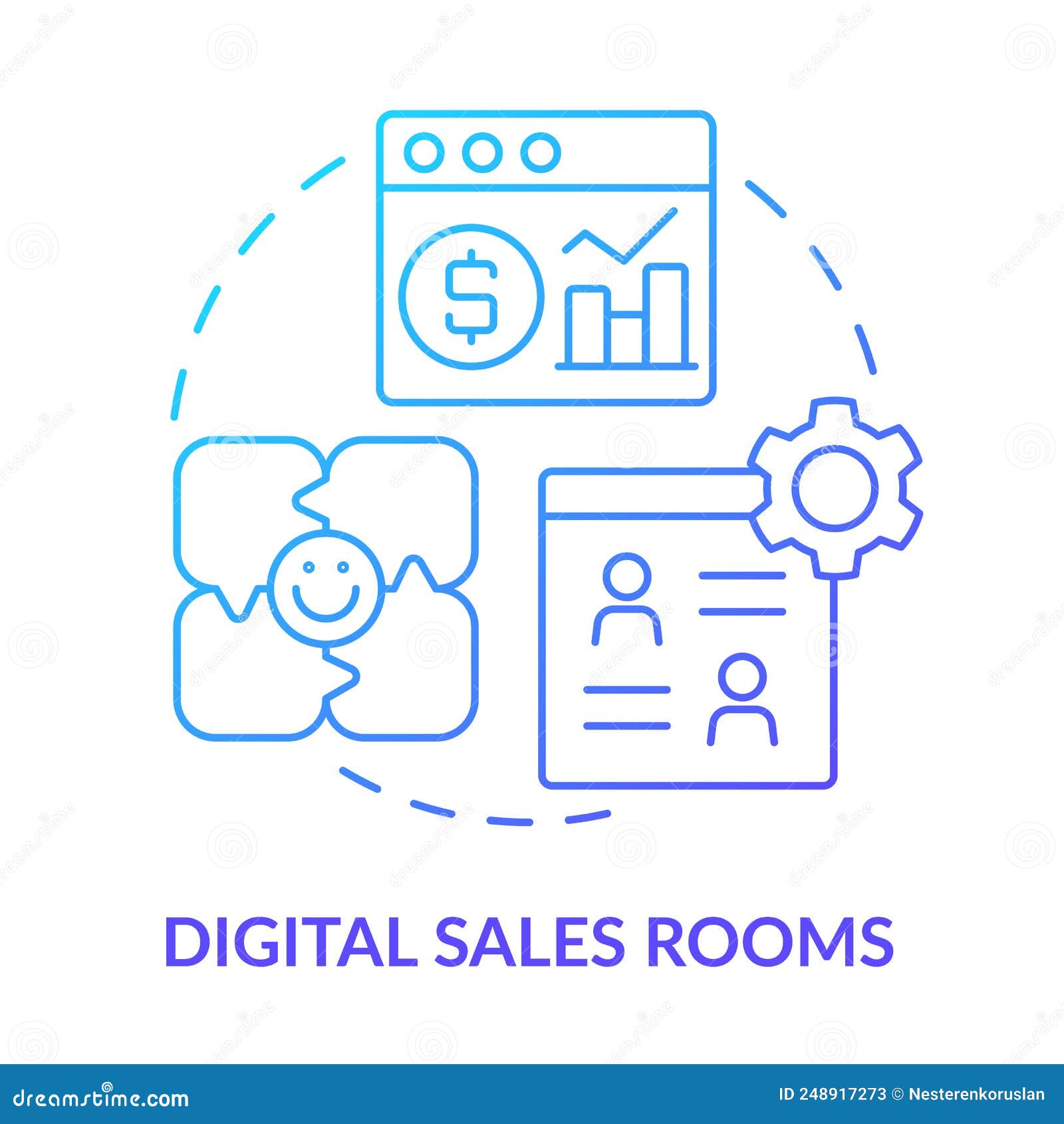 Digital Sales Rooms Blue Gradient Concept Icon Stock Vector ...