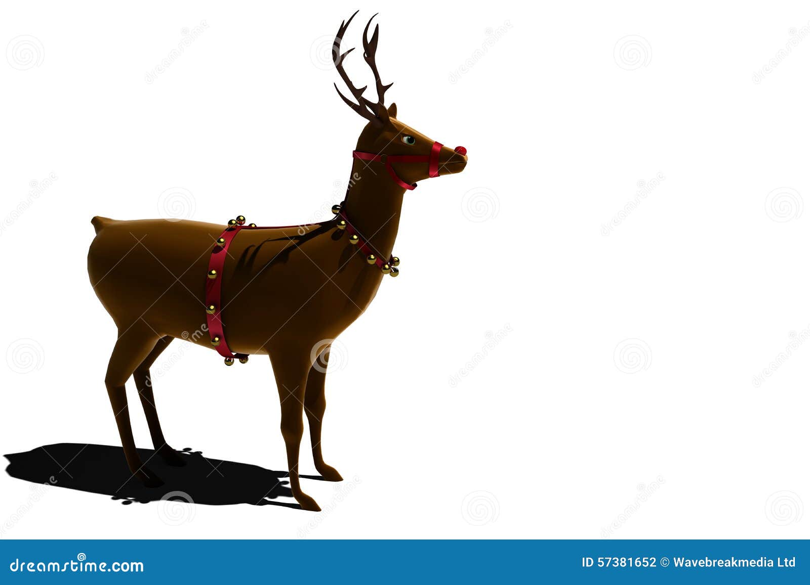 Digital Santas Reindeer with Bells Stock Illustration - Illustration of ...