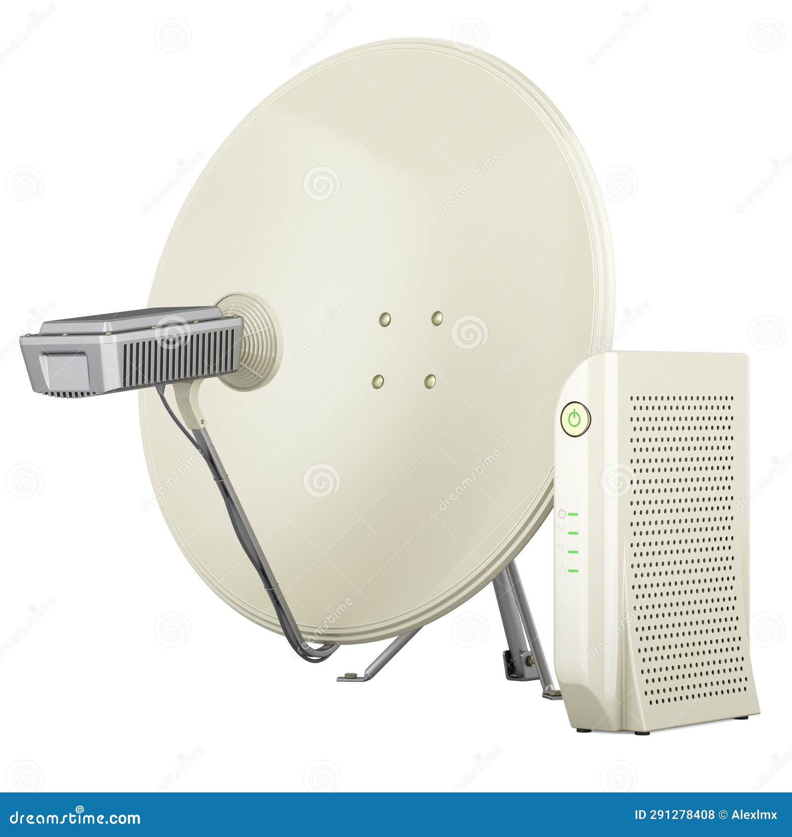 Digital Satellite Dish Receiver with Satellite Dish. Communication ...