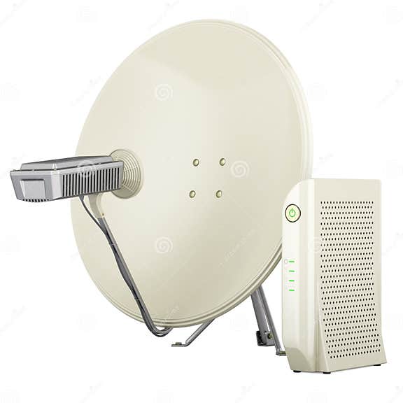 Digital Satellite Dish Receiver with Satellite Dish. Communication ...