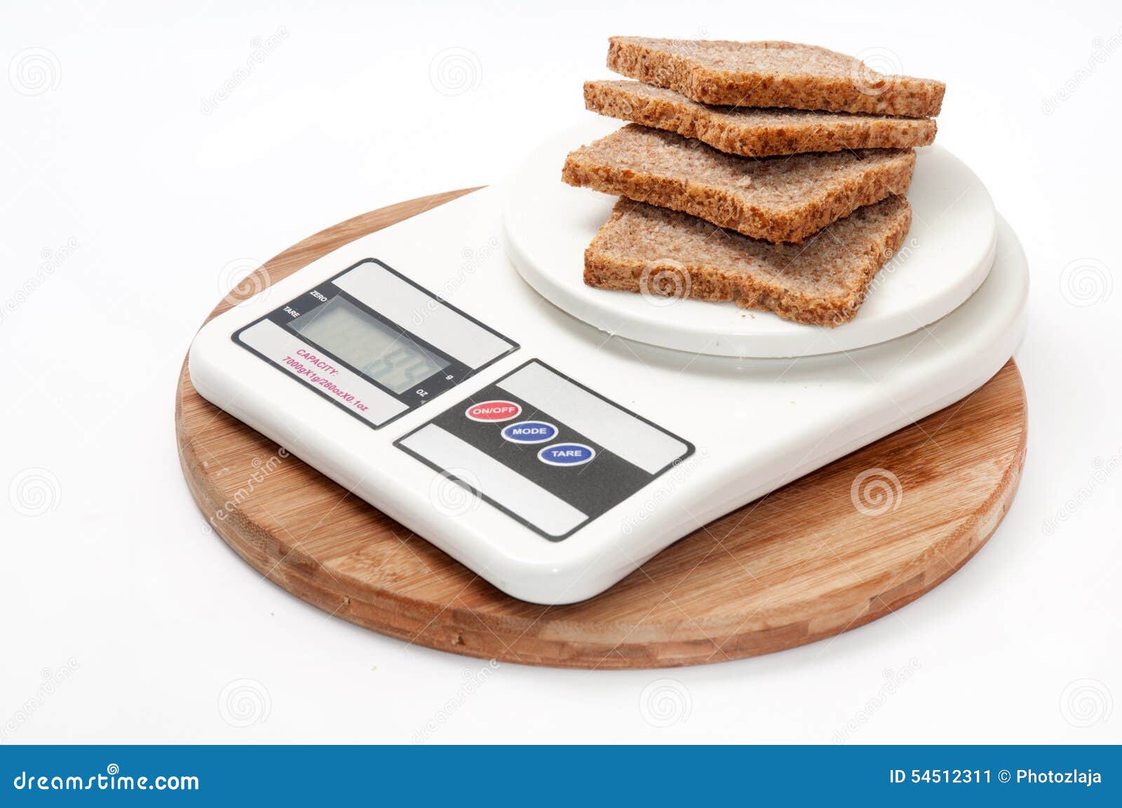 DIGITAL SCALE CEREALS HEALTHY BREAD ISOLATED Stock Image - Image of ...