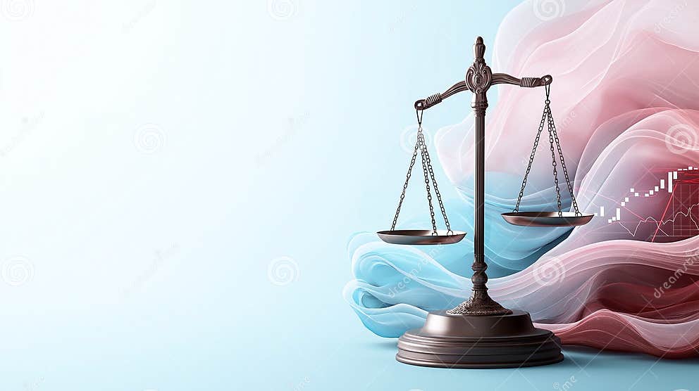 Digital Scale Representing Justice and Balance Surrounded by Flowing ...