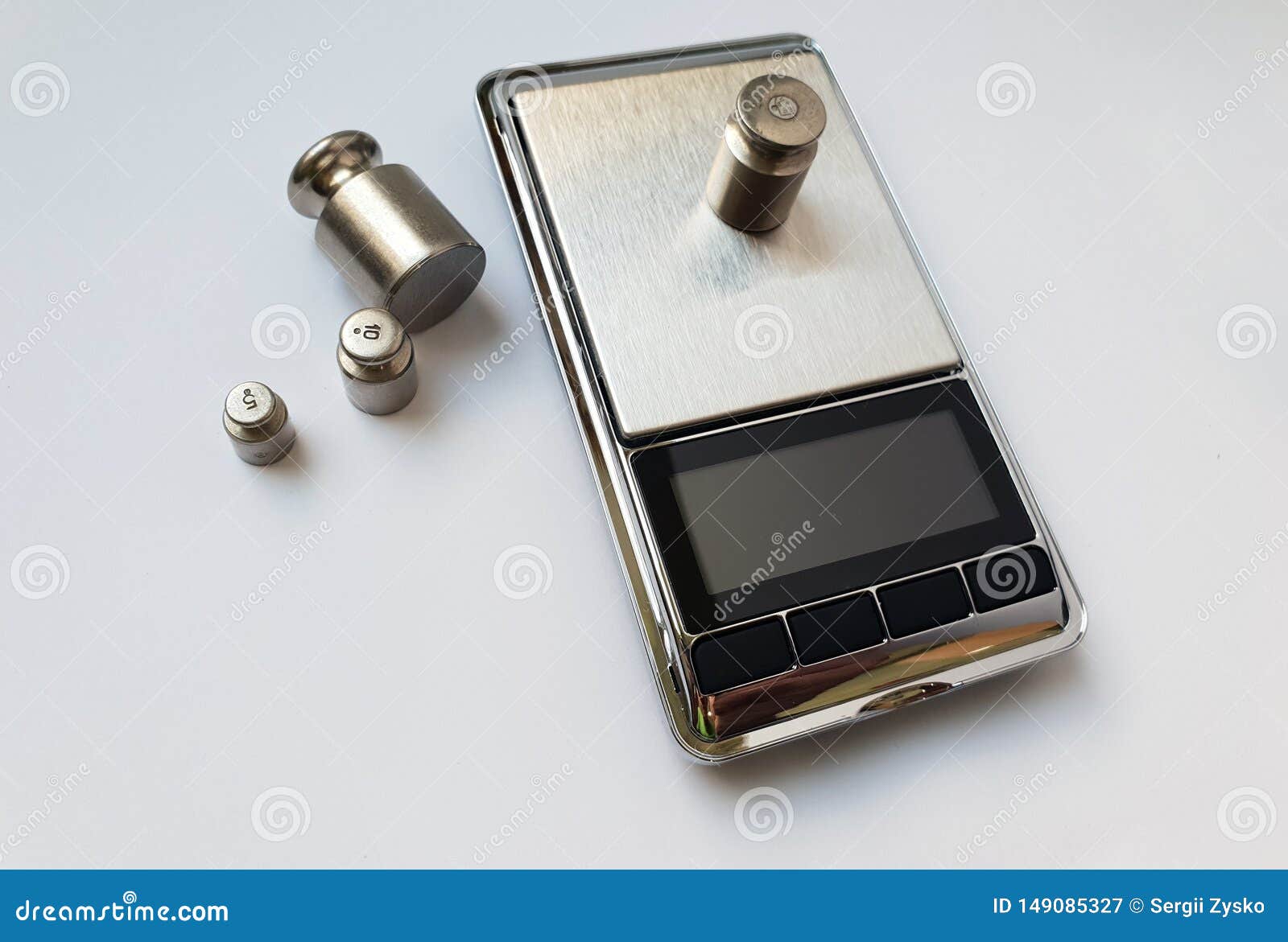 Digital Scales with Metal Weights for Weighing Stock Image - Image of ...