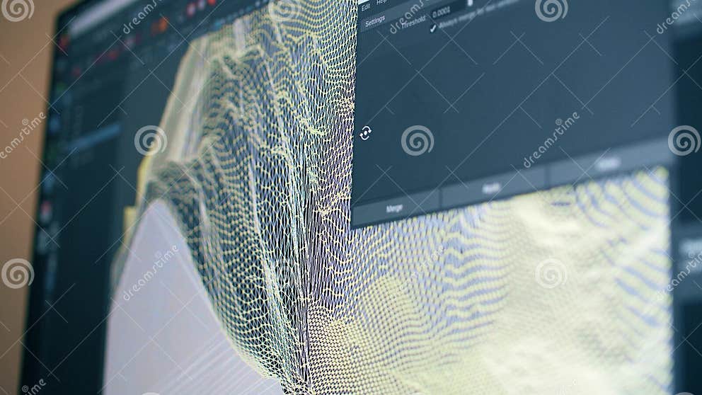 Digital Scan or 3D Visualization of Mountains on the Computer Screen ...