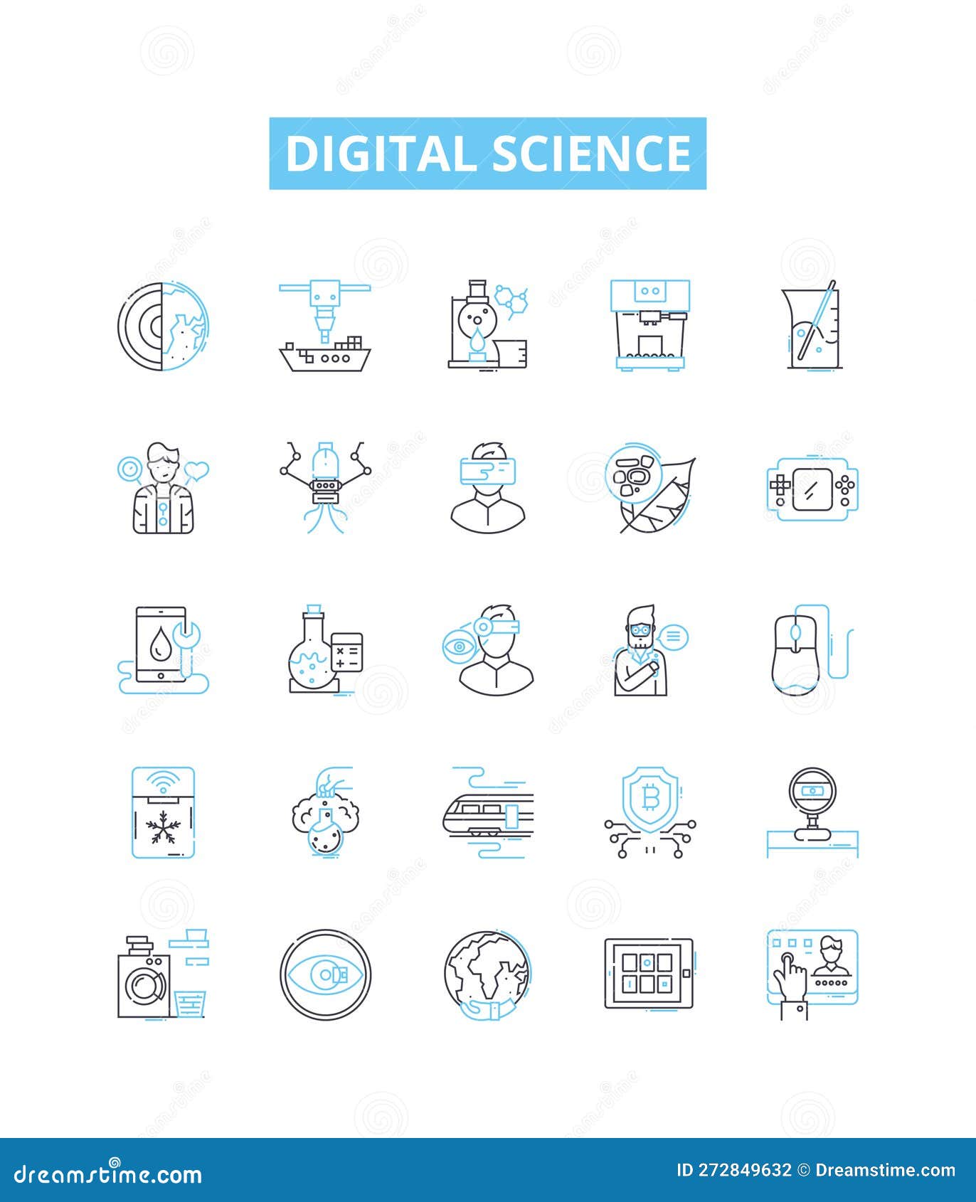 Digital Science Vector Line Icons Set. Digital, Science, Technology ...