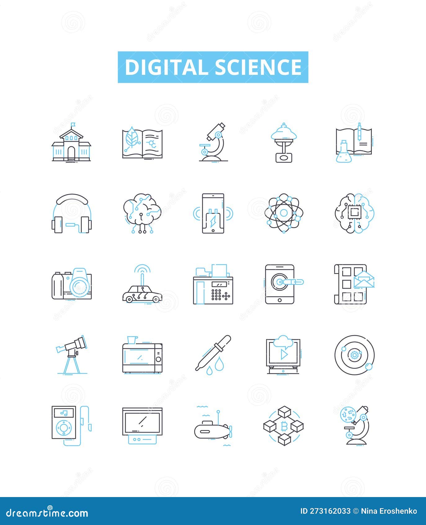 Digital Science Vector Line Icons Set. Digital, Science, Technology ...