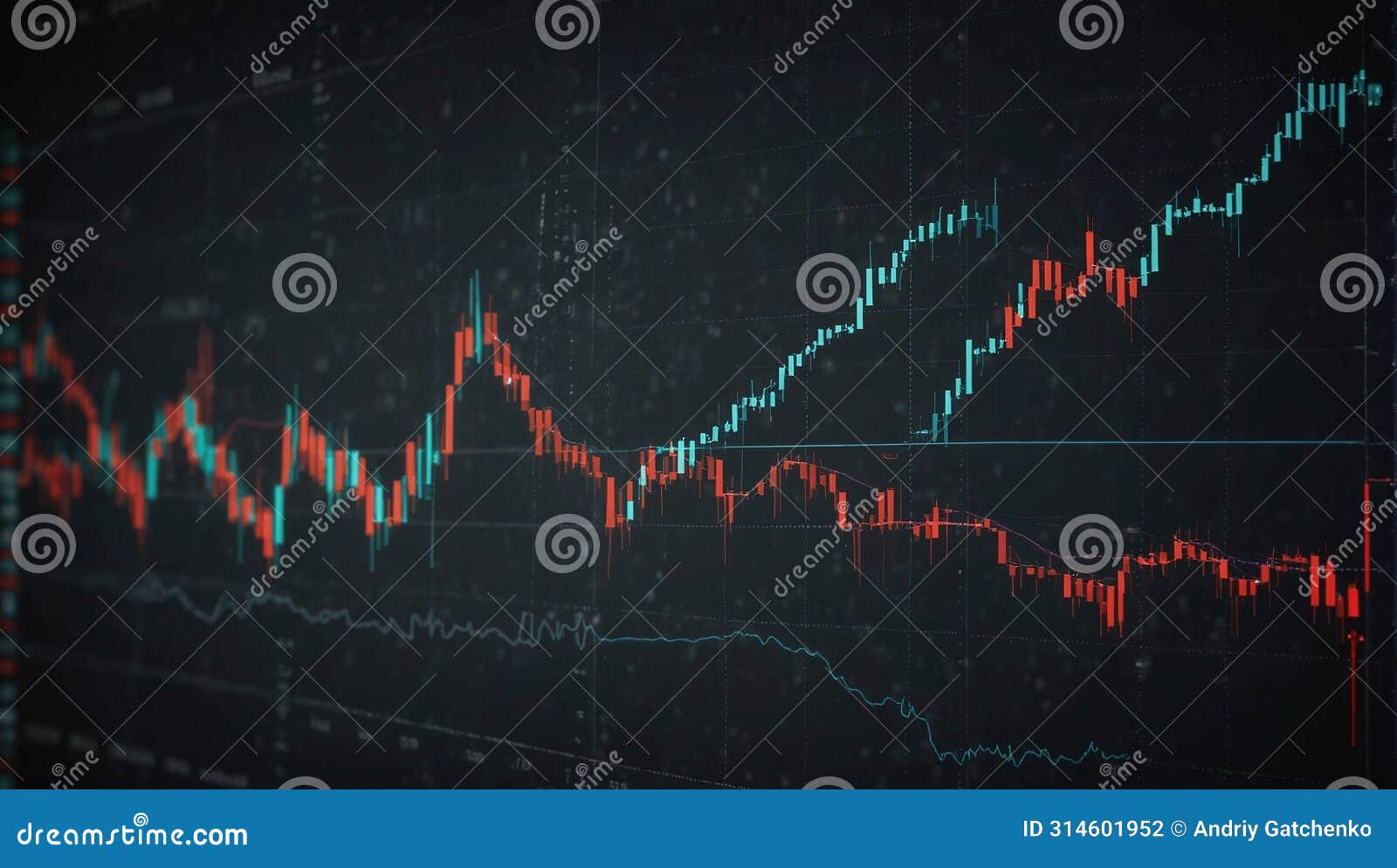 On Digital Scoreboard, Blue and Red Lines Show the Growth and Decline ...