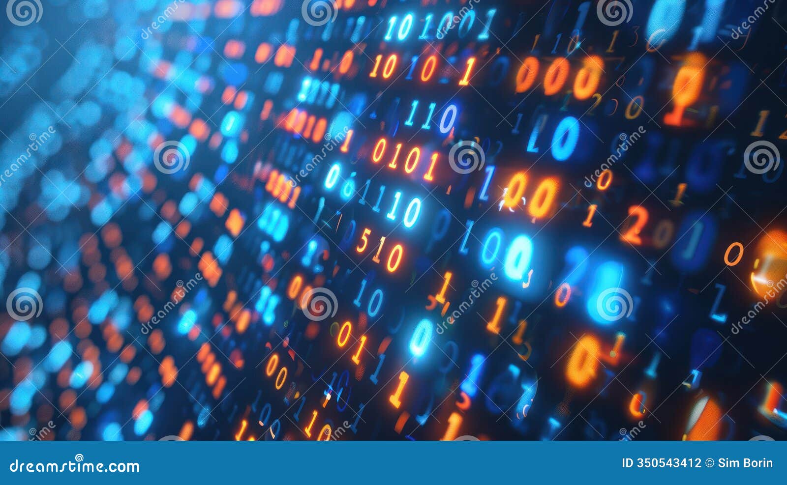 A Digital Screen With Cascading Binary Code 0s And 1s Creating A